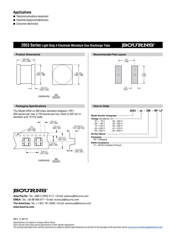 BOURNS 2053 Series datasheet page 2