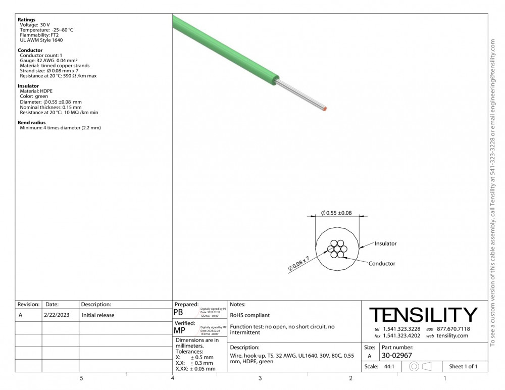 Tensility International 30-02967 product drawing