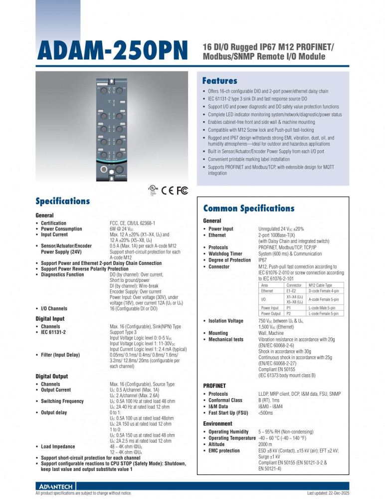ADAM-250PN datasheet page 1