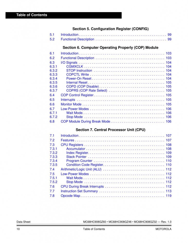 MC68HC908GZ32 datasheet preview page 10