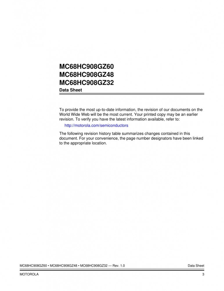 MC68HC908GZ32 datasheet preview page 3