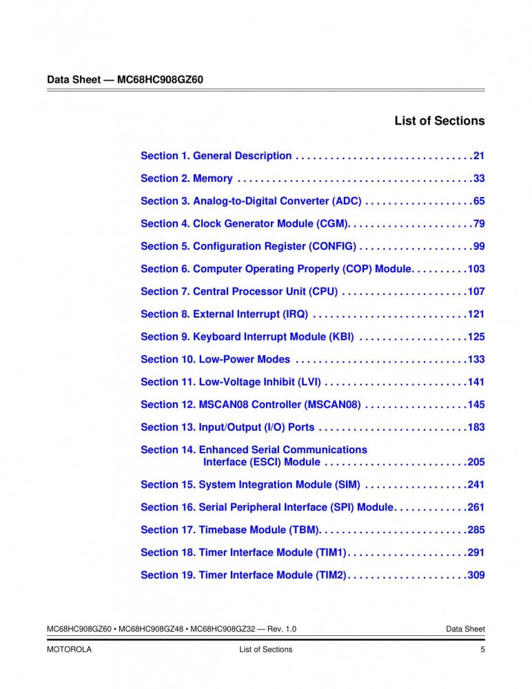 MC68HC908GZ32 datasheet preview page 5