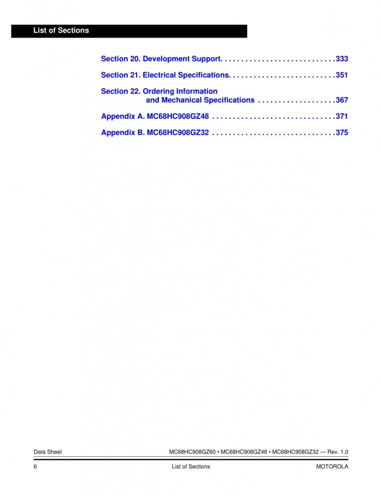 MC68HC908GZ32 datasheet preview page 6