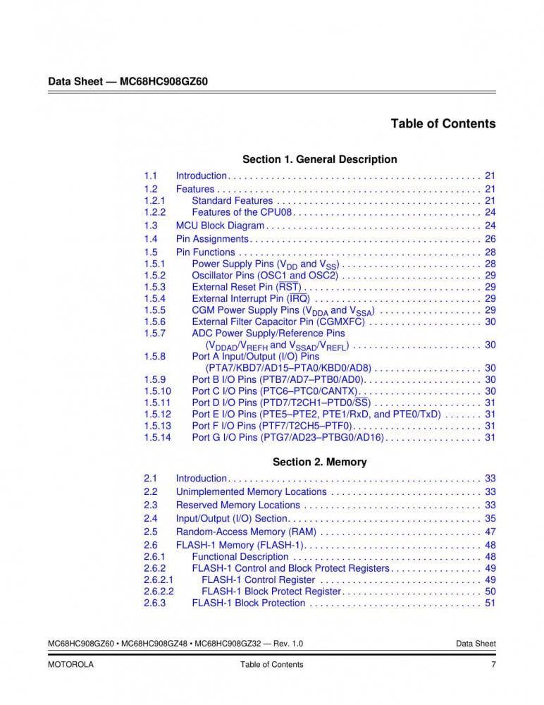 MC68HC908GZ32 datasheet preview page 7