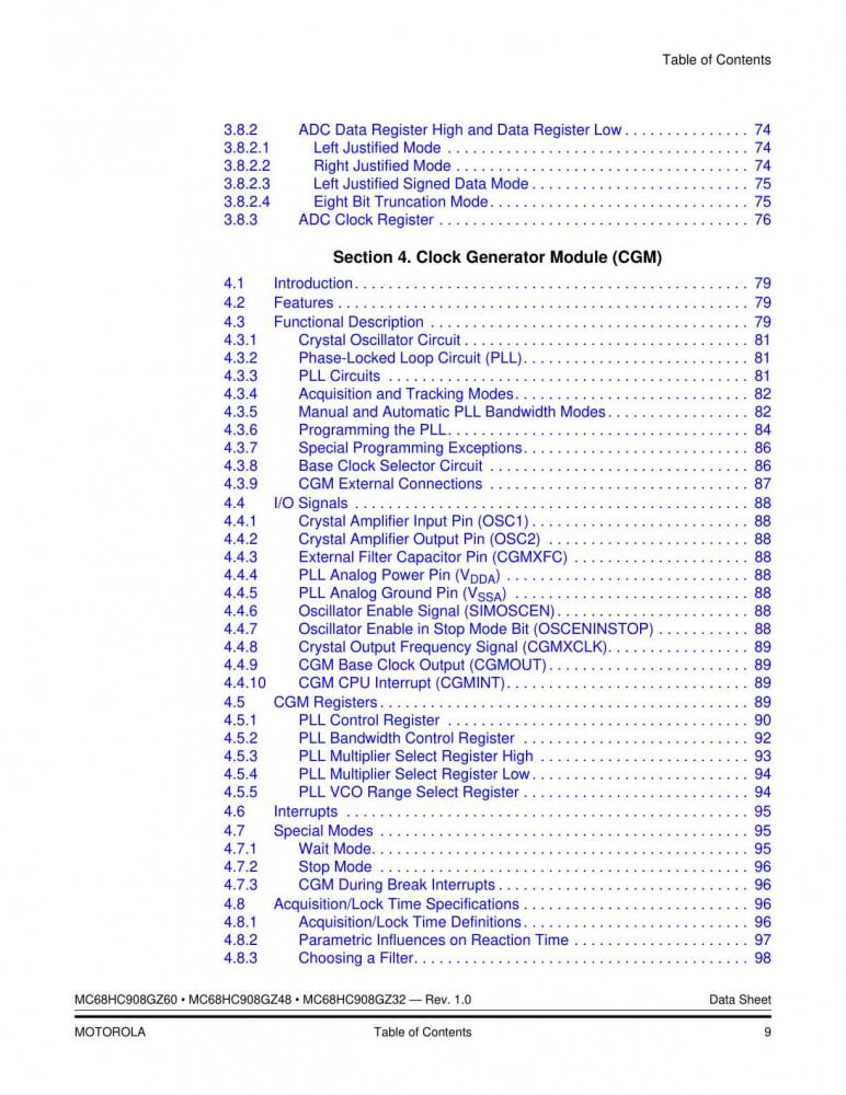 MC68HC908GZ32 datasheet preview page 9