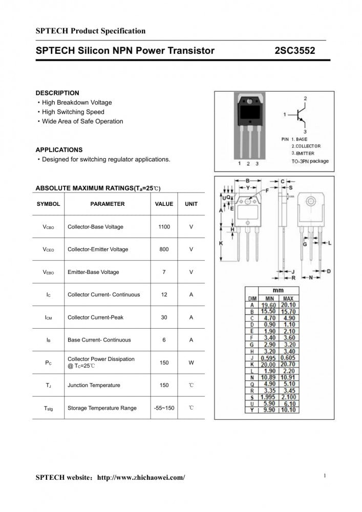 2SC3552 datasheet page 1
