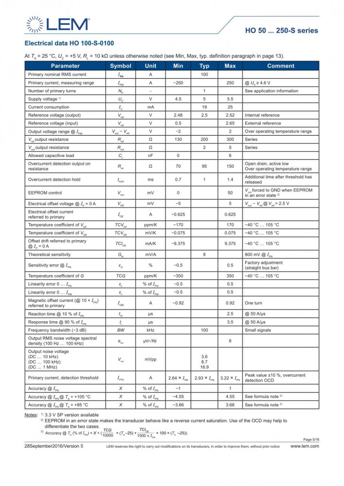 LEM HO-S datasheet page 5