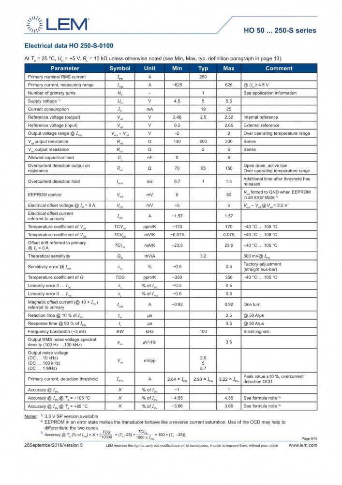 LEM HO-S datasheet page 9