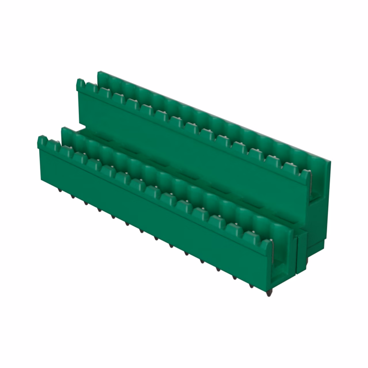 5.00mm Pitch Eurostyle Vertical Dual Level PCB Header, Open Ends, Green Housing, 30 Circuits for sale