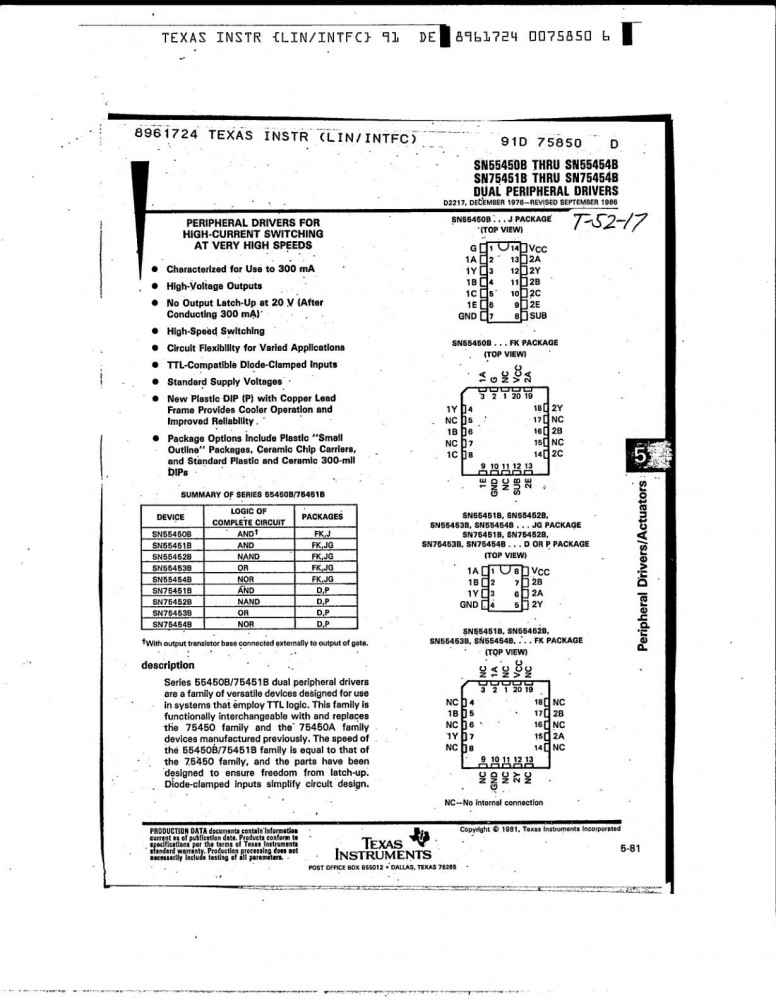 SN55450BJ technical document page 2