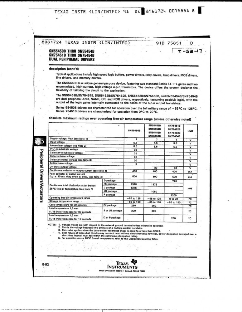 SN55450BJ technical document page 3