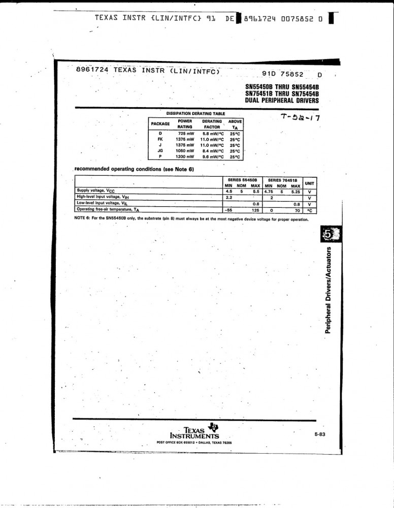SN55450BJ technical document page 4