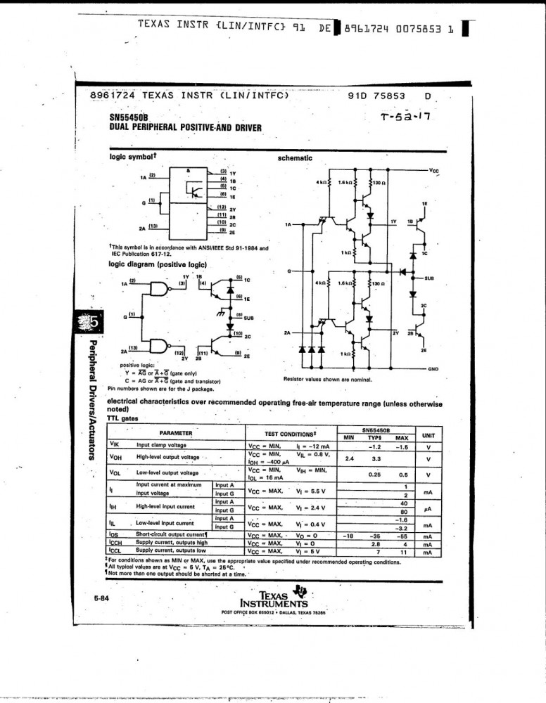 SN55450BJ technical document page 5