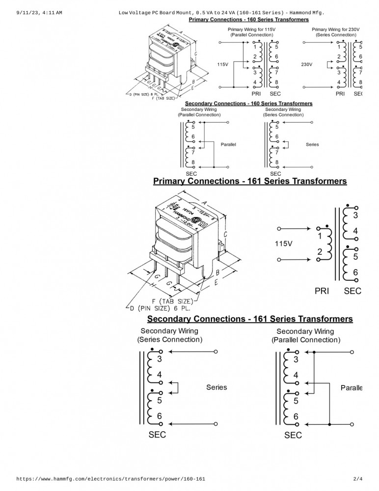 Hammond 160-161 Series technical document page 2