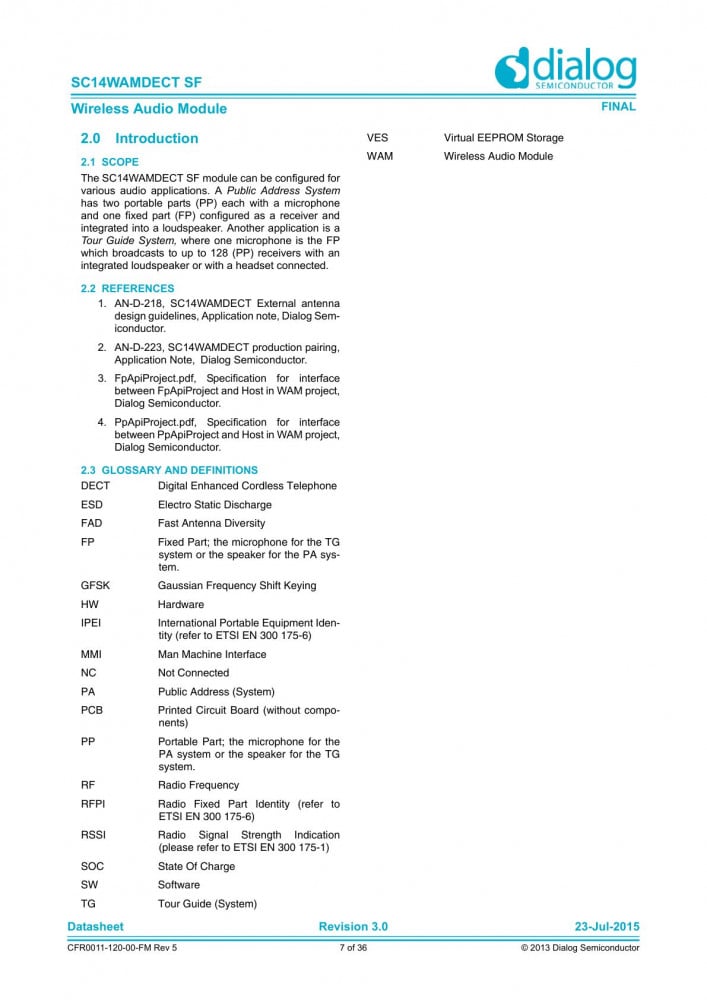 SC14WAMDECT SF01T documentation page 7