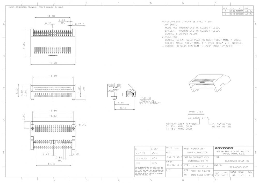 FOXCONN 3S103823-01-7F customer drawing page 1