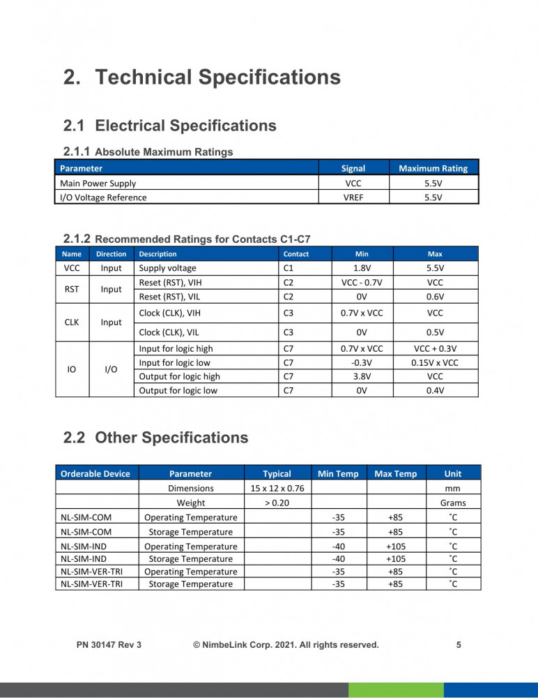 NL-SIM-IND datasheet page 5