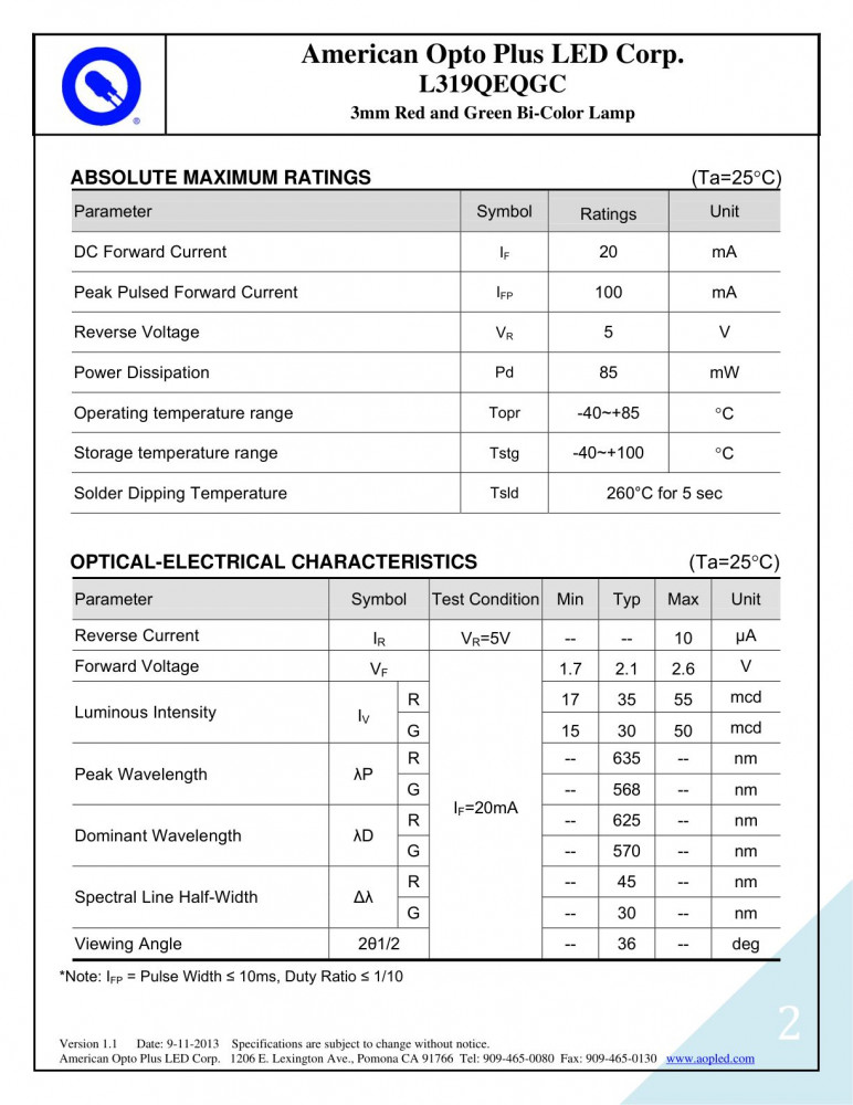 L-319QEQGC datasheet page 2