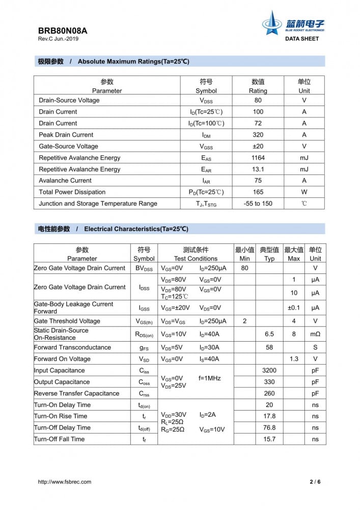 BRB80N08A datasheet page 2