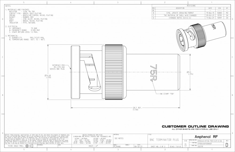 Amphenol 202119 technical drawing