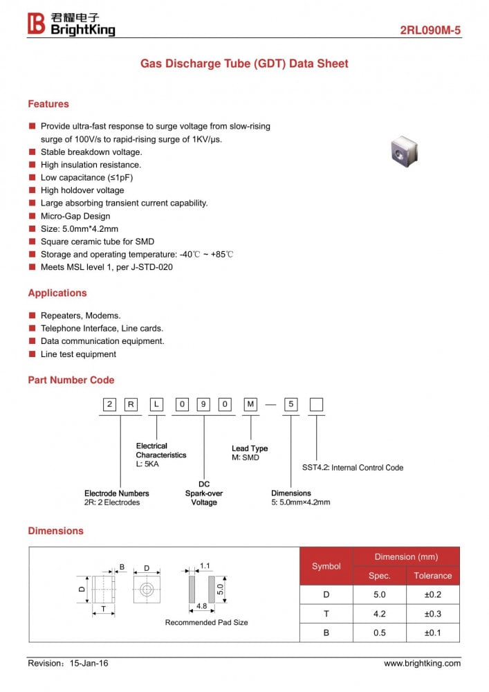 2RL090M-5-SST4.2 datasheet page 1