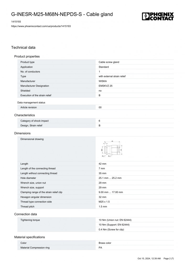 Phoenix Contact 1415193 technical document page 2