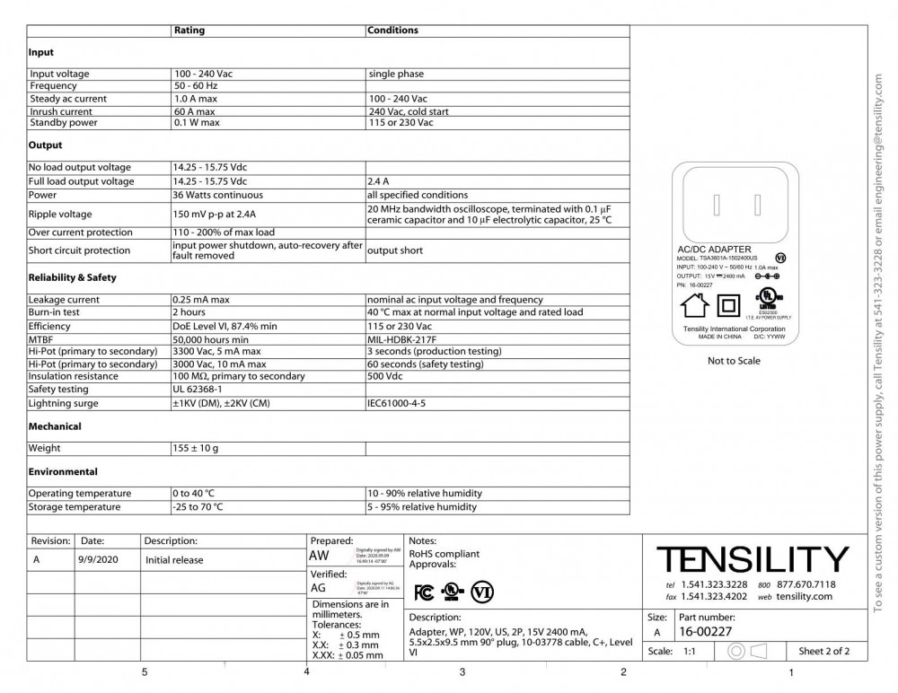 Tensility International 16-00227 product drawing, page 2