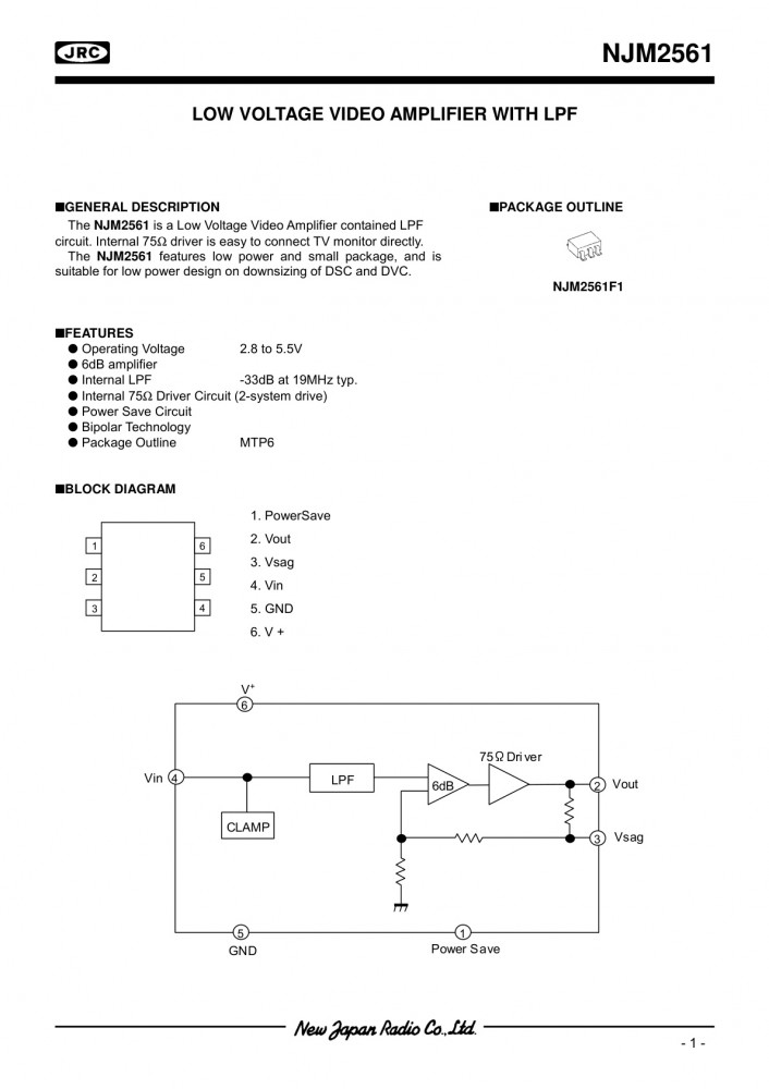 NJM2561 datasheet page 1