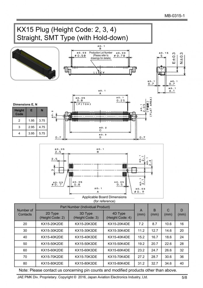 JAE KX14/15 Series document page 5