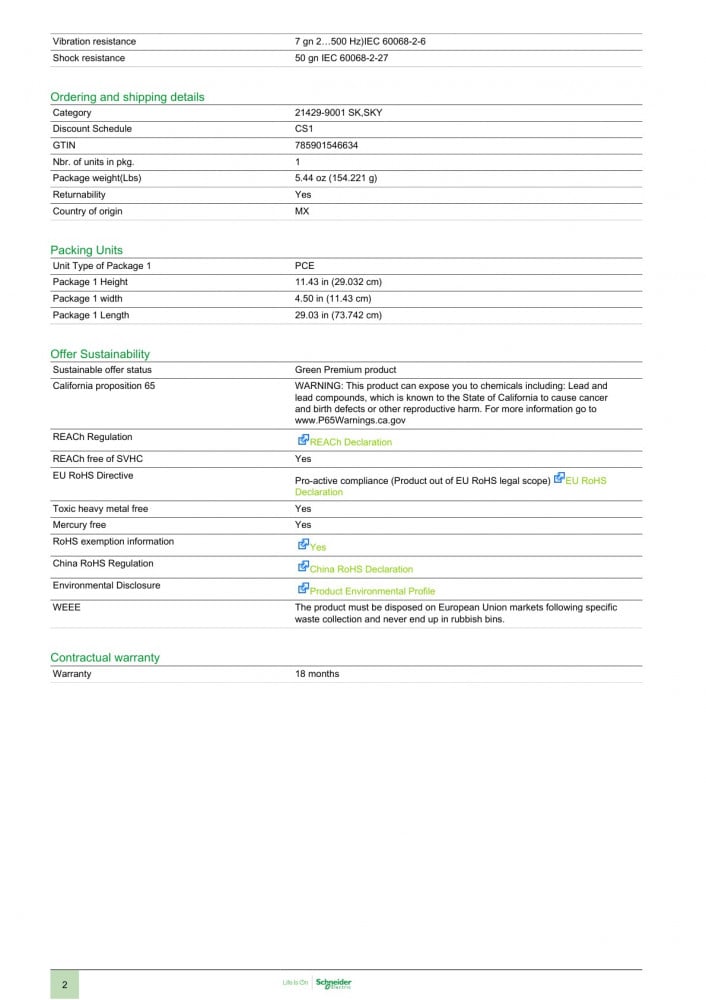 9001SKR11U technical document page 2