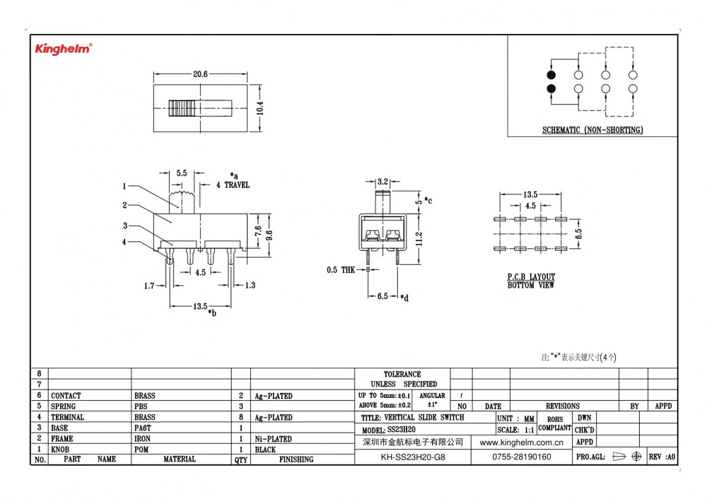 Kinghelm KH-SS23H20-G8 technical drawing