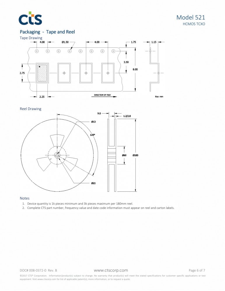 CTS 521 Model datasheet page 6