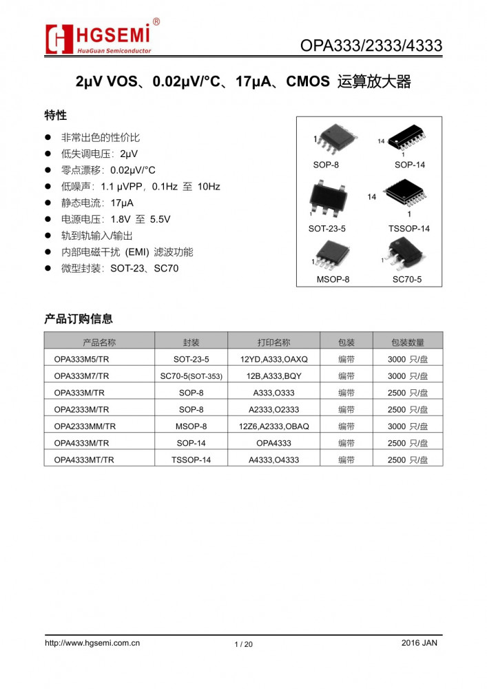 OPA4333M/TR datasheet page 1