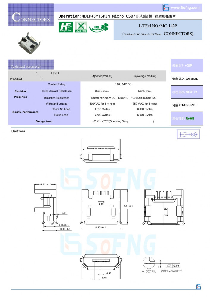 SOFNG MC-142P technical drawing page 1