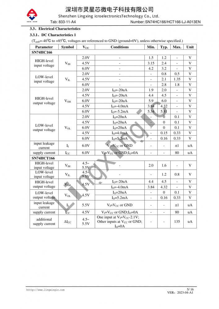 SN74HC166 datasheet page 7