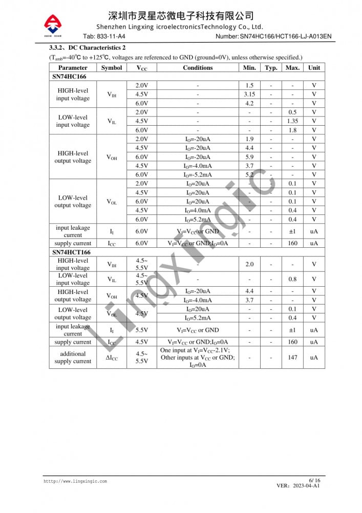 SN74HC166 datasheet page 8