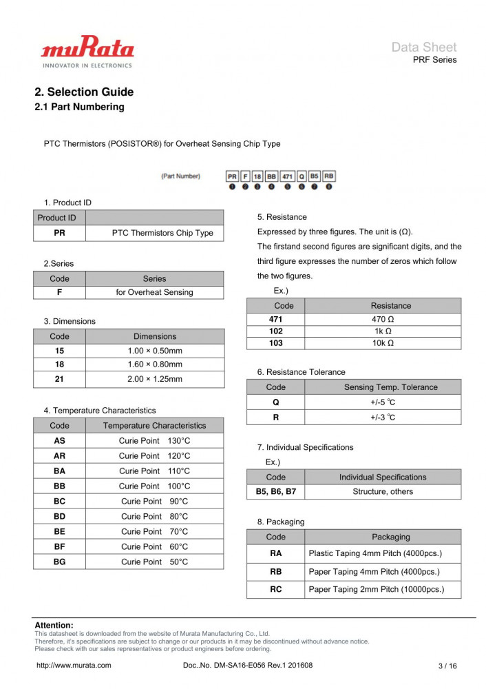 Murata PRF Series datasheet page 3