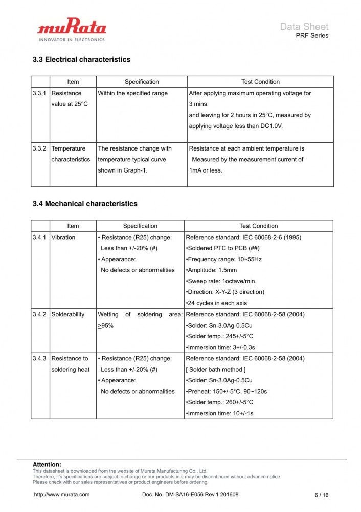 Murata PRF Series datasheet page 6