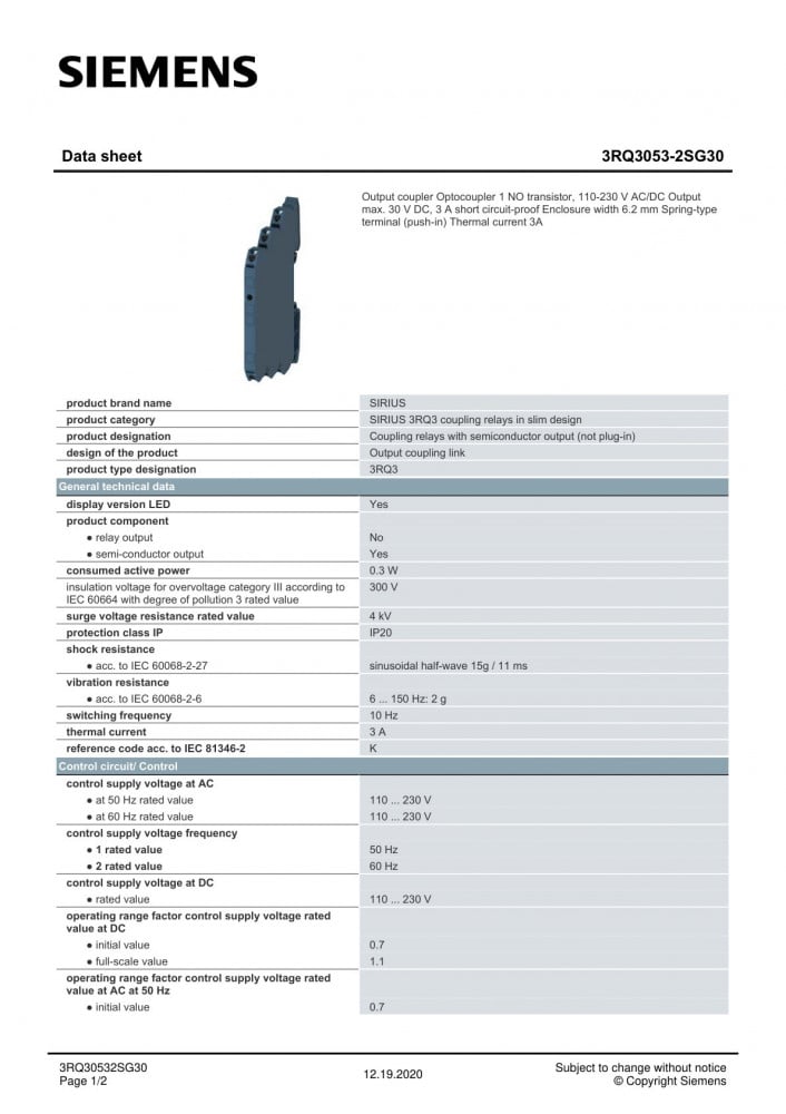 3RQ30532SG30 technical document page 1