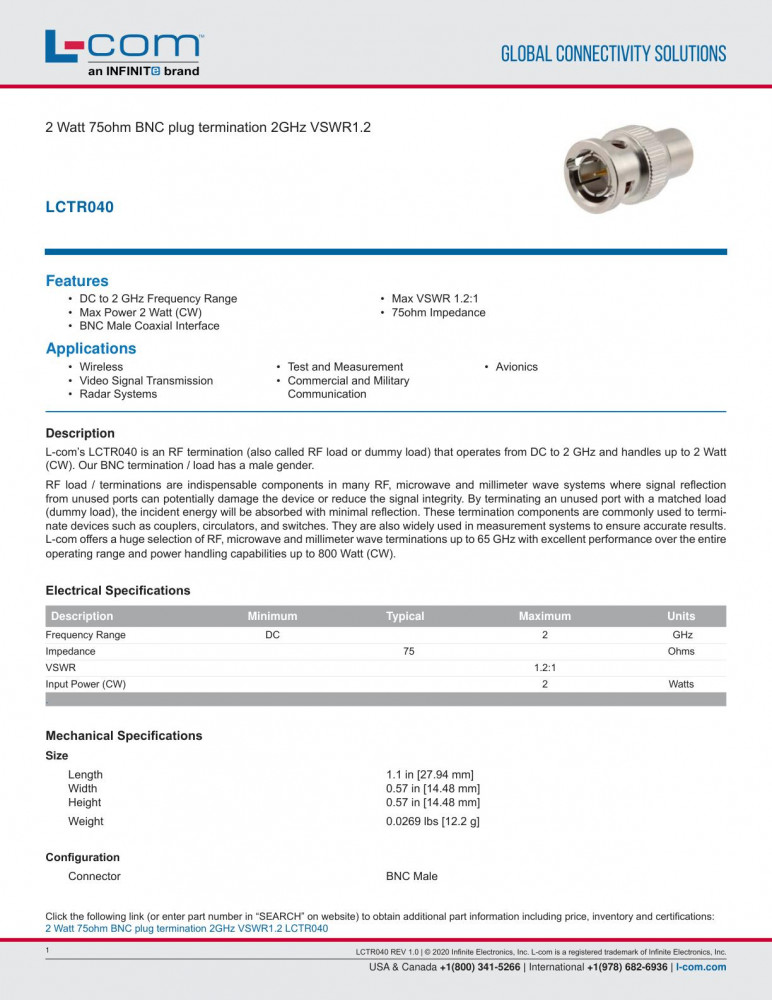 L-com LCTR040 datasheet page 1