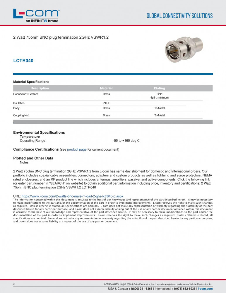 L-com LCTR040 datasheet page 2