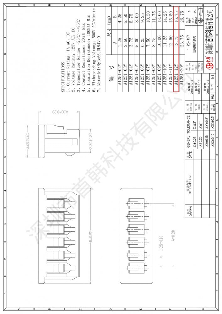 SHOU HAN 1.25-12Y specification page 1