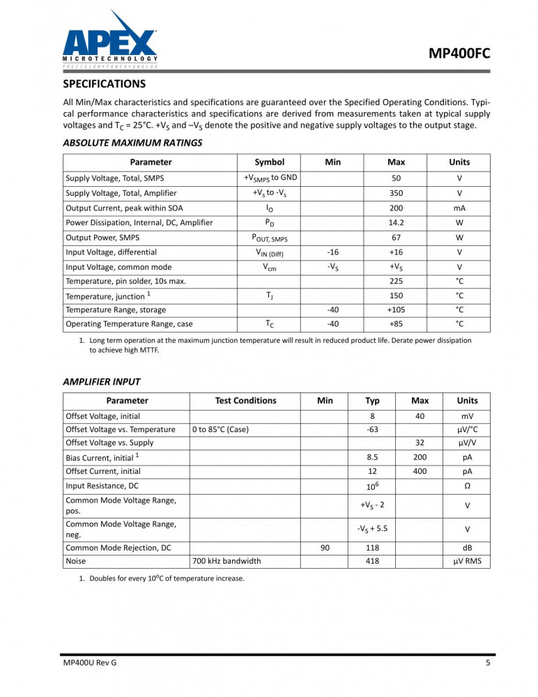 MP400FC datasheet page 5