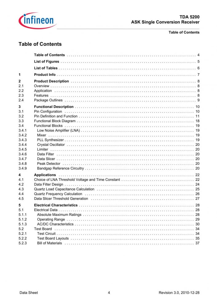 TDA5200 datasheet page 4