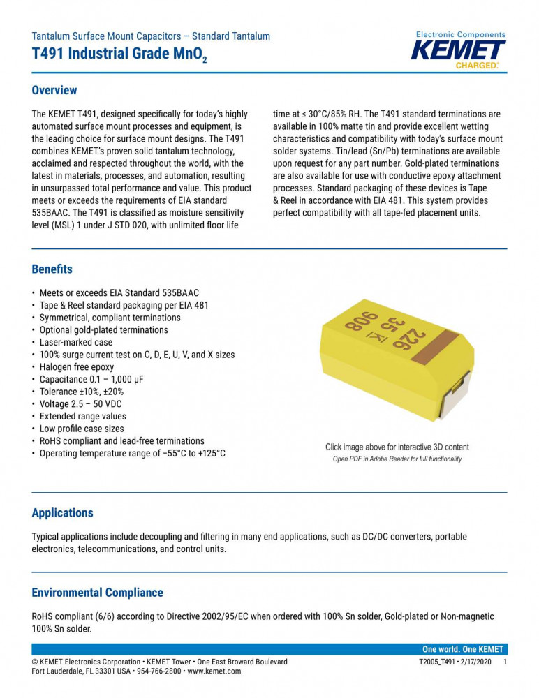 T491 datasheet page 1