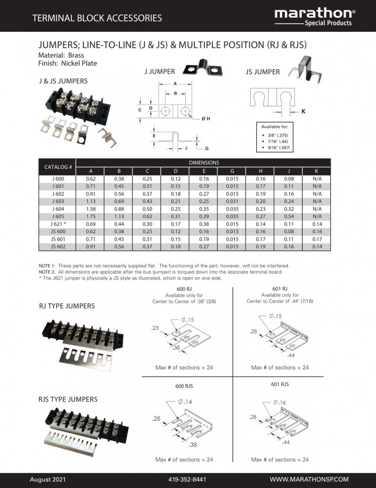 JRH Electronics jumper catalog documentation preview