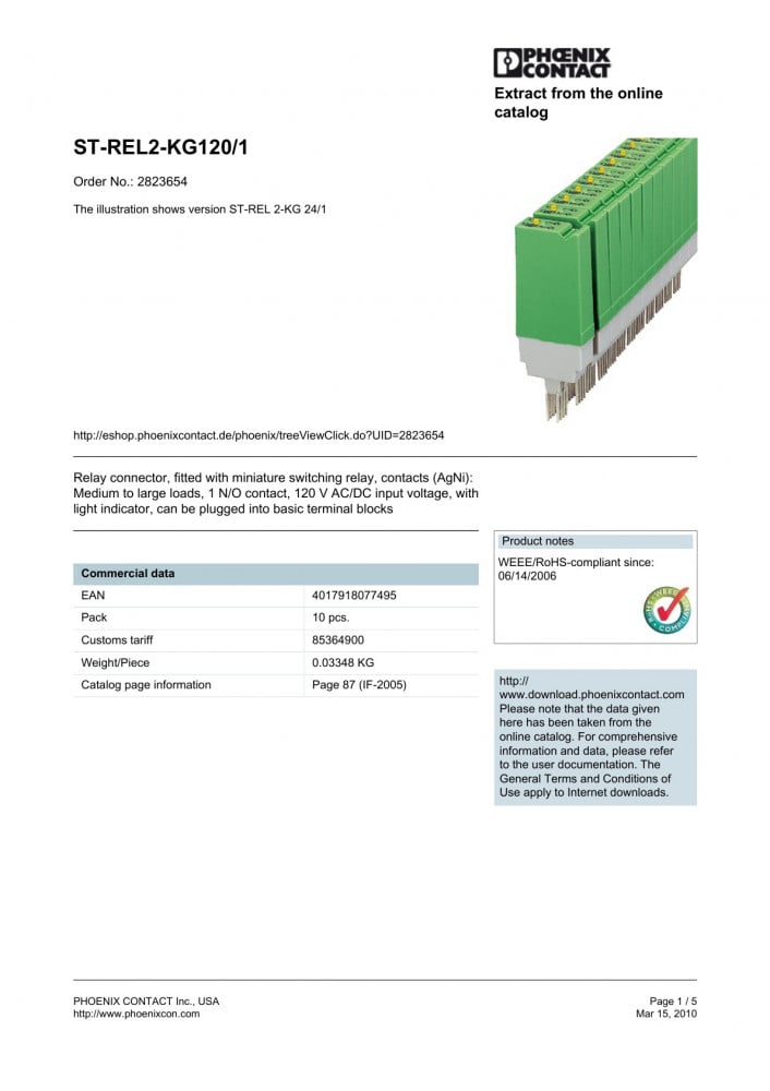 Phoenix Contact 2823654 documentation page 1