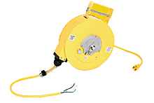 Woodhead Standard Cord Reel, 14/3 SJTOW Cord, 13.72m (45.0') Cord Length  with 15A GFCI Pendant Outlet Box, One Duplex, NEMA 5-15 Outlet