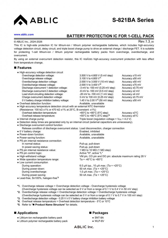 S-821BA datasheet page 1