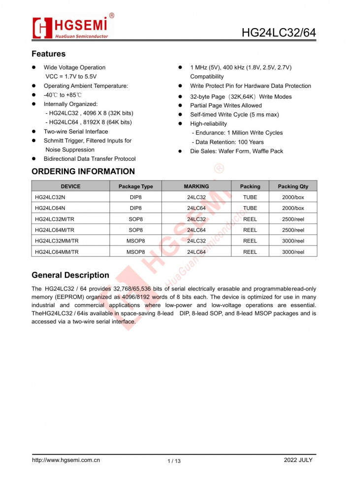 HG24LC32M/TR datasheet page 1